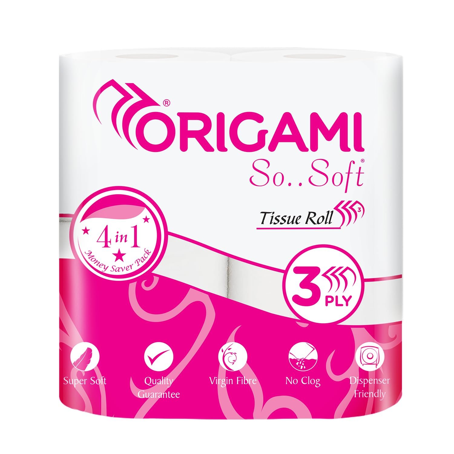 Origami 3-Ply Tissue Roll 4 Count - Top In Town Hypermarket